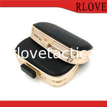 Custom plastic box clutch decoration accessory gold metal purse frame clasp for Bags