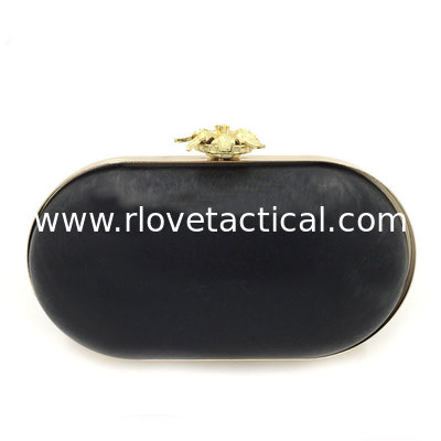 Women fashion handbag accessories wholesale metal clutch oval box purse frame with gold