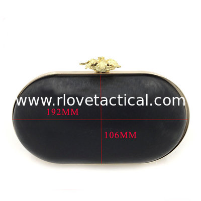 Women fashion handbag accessories wholesale metal clutch oval box purse frame with gold