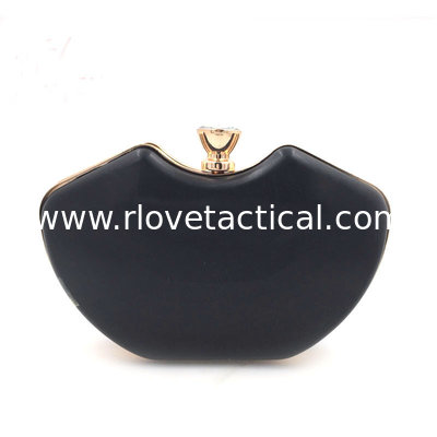 New design gold color evening bag box metal frame with diamond lock 12*21 cm