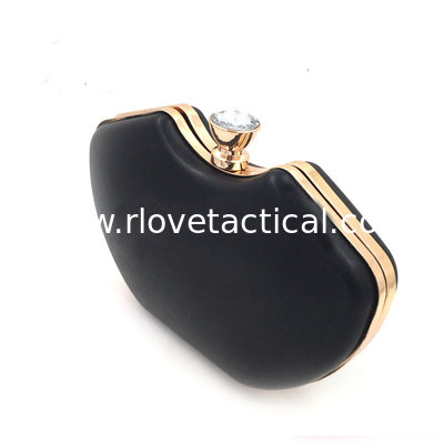 New design gold color evening bag box metal frame with diamond lock 12*21 cm