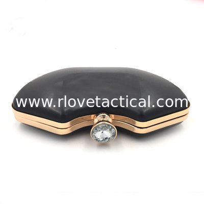 New design gold color evening bag box metal frame with diamond lock 12*21 cm