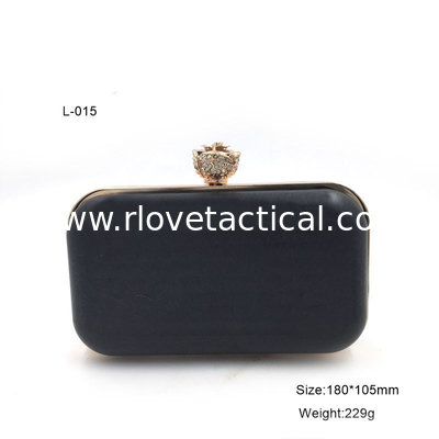 Custom plastic shell iron frame evening bag metal box clutch with light gold