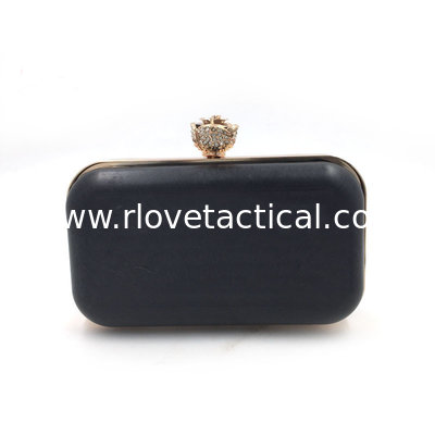 Custom plastic shell iron frame evening bag metal box clutch with light gold