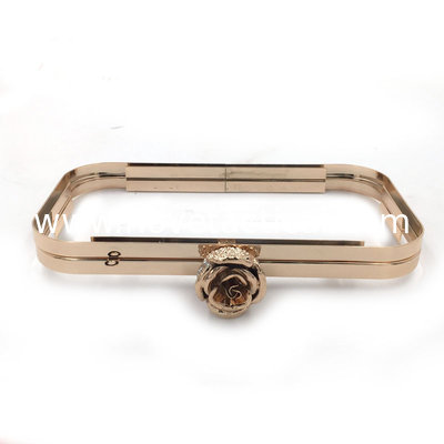 Custom plastic shell iron frame evening bag metal box clutch with light gold