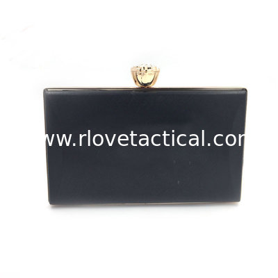 Square gold color clutch bag metal purse frame with plastic box