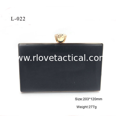 Square gold color clutch bag metal purse frame with plastic box