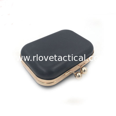 Factory price evening bag square shape plastic shell with gold purse metal frame