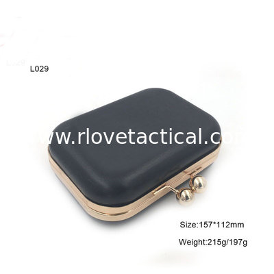 Factory price evening bag square shape plastic shell with gold purse metal frame