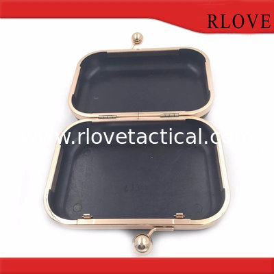 Factory price evening bag square shape plastic shell with gold purse metal frame