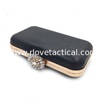Rectangle shape gold flower lock metal purse frame plastic box for purse