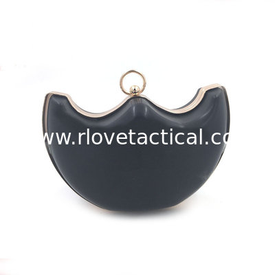 Custom high quality moon boat shape plastic bags box purse gold frame