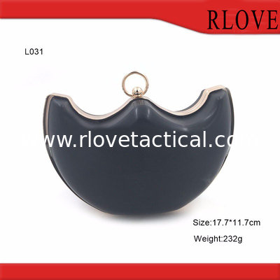 Custom high quality moon boat shape plastic bags box purse gold frame