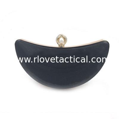 Moon boat shape gold wallet box clutch purse bag metal frame for handbag