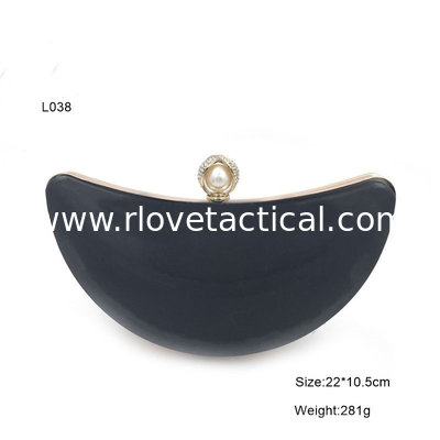 Moon boat shape gold wallet box clutch purse bag metal frame for handbag