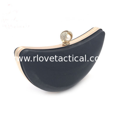 Moon boat shape gold wallet box clutch purse bag metal frame for handbag