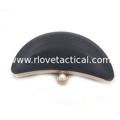 Moon boat shape gold wallet box clutch purse bag metal frame for handbag