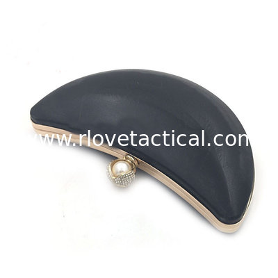 Moon boat shape gold wallet box clutch purse bag metal frame for handbag