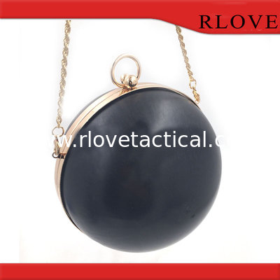 Fashion hardware accessories custom gold round shape evening bag plastic box metal frame
