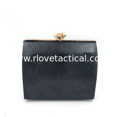 New custom fashion light gold style flower lock decoration metal purse frame with plastic shell