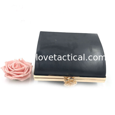 New custom fashion light gold style flower lock decoration metal purse frame with plastic shell