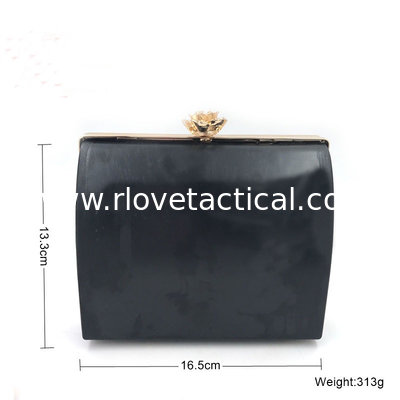 New custom fashion light gold style flower lock decoration metal purse frame with plastic shell