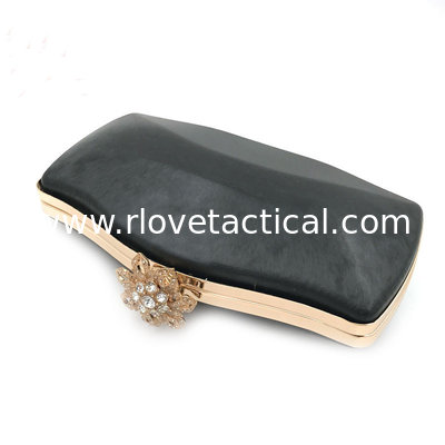 Beautiful diamond leaf locks decorative purse box clasp iron metal frame with gold