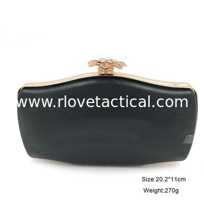 Beautiful diamond leaf locks decorative purse box clasp iron metal frame with gold