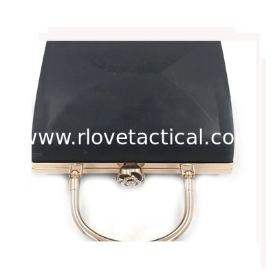 Square plastic shell box metal purse frame for clutch handbag