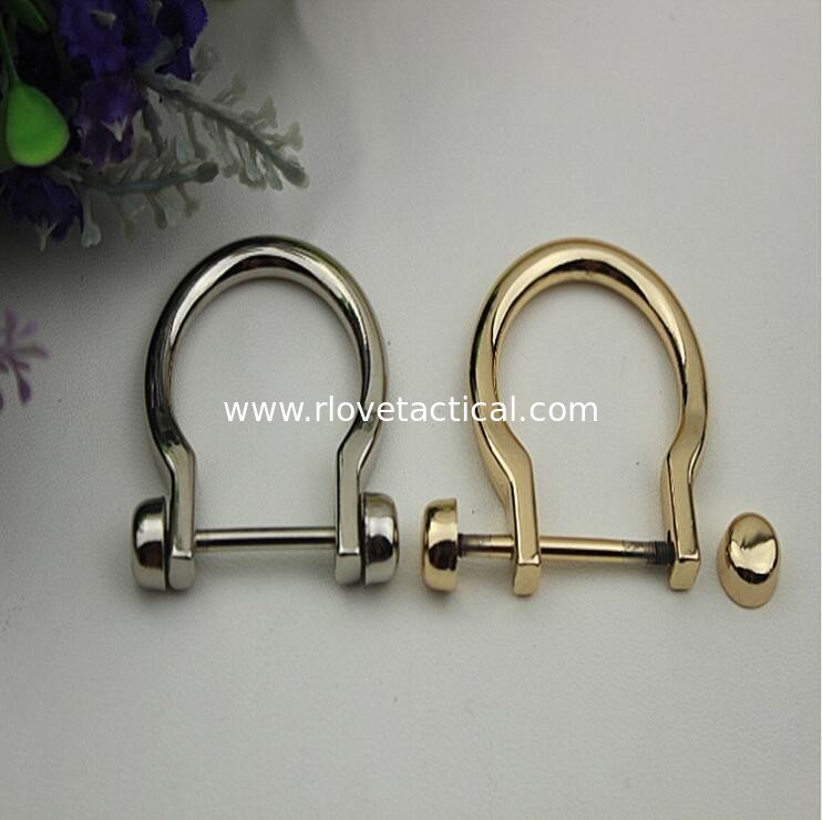 Custom top quality light gold and nickel color metal d-ring,can removeble d buckle 42*47mm