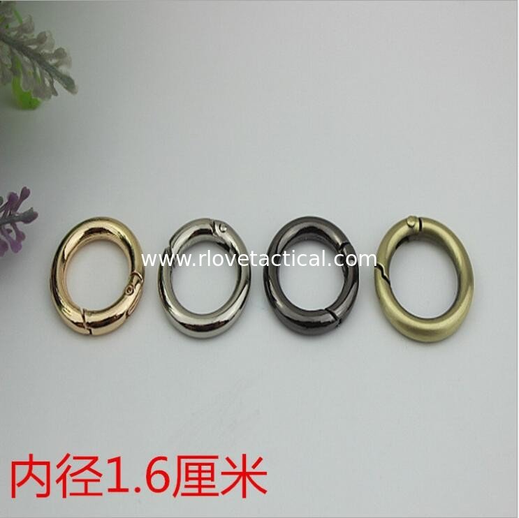 Wholesale gold color handbag hardware zinc alloy 16mm round shape metal spring split ring
