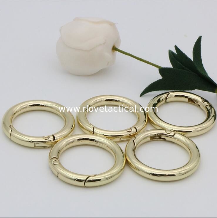 High end handbag accessories 1 inch gold metal spring ring clasps for webbing