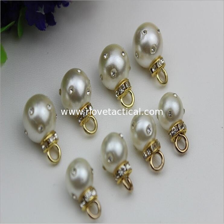 High-grade handmade jewelry accessories zinc alloy gold metal rhinestone pearl pendant button