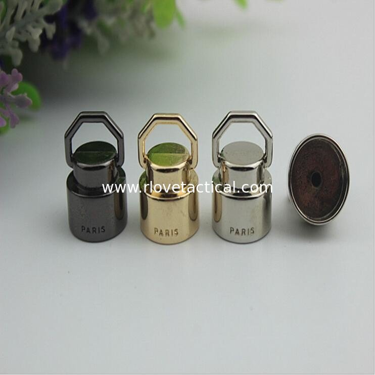 Decorative accessories light gold zinc alloy metal engraved logo tassel cap for handbags