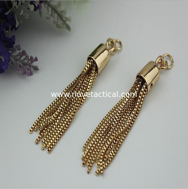 Decorative accessories 10mm light gold leather tassels end cord metal cap for handbag