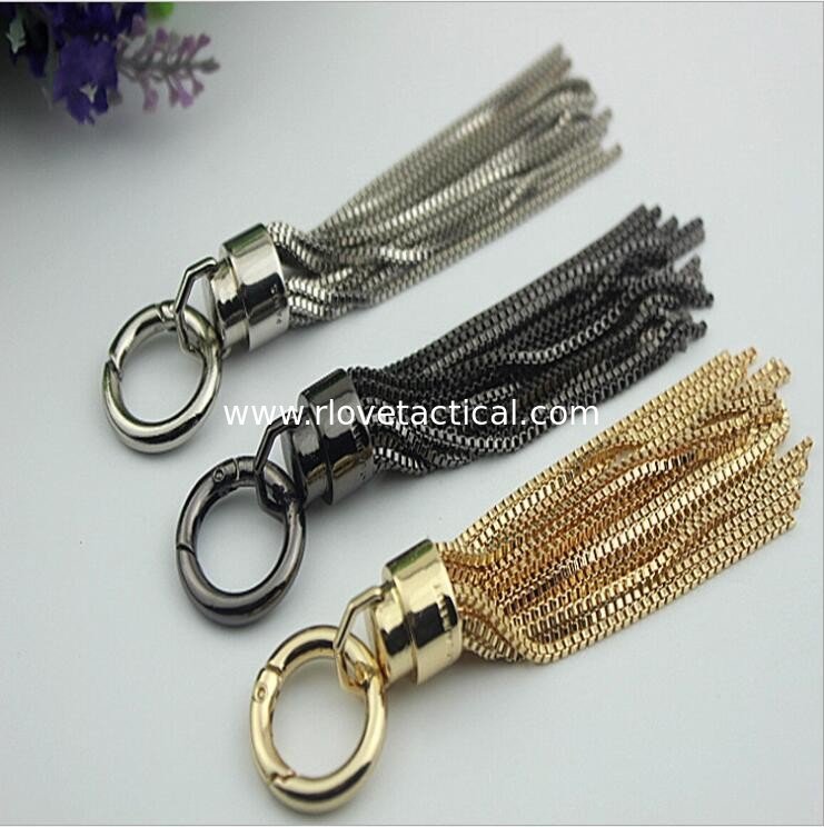 High quality modern design tassel custom zinc alloy gunmetal colors 115 mm length metal tassel with metal cap