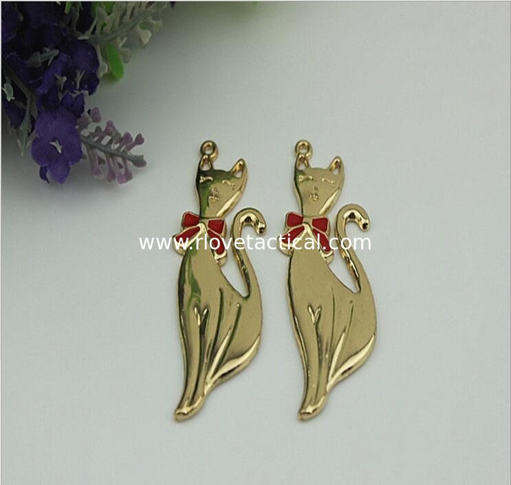 Fashion ladies shoes accessories zinc alloy gold fox pattern metal lable tag with drip glue