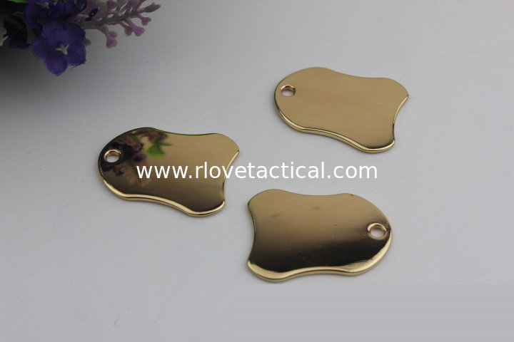 Handbag 35*27 mm light gold zinc alloy metal logo label tags with nickel free