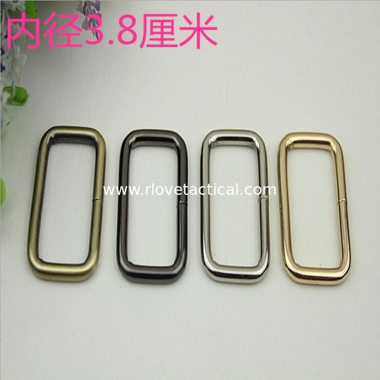 Bag Iron Wire Smooth Shiny Gunmetal 38 MM Square Buckle Ring with Hanging Plating
