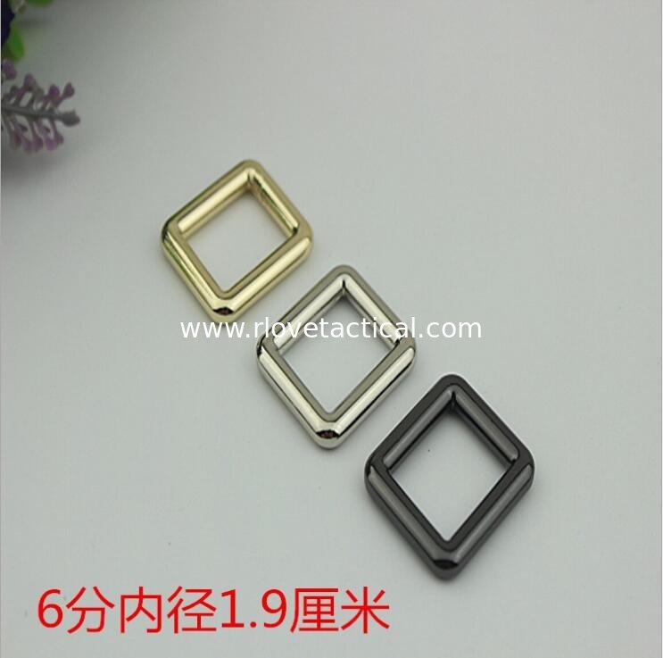 Shiny nickel zinc alloy 3/4 inch rectangle metal ring buckle for bags
