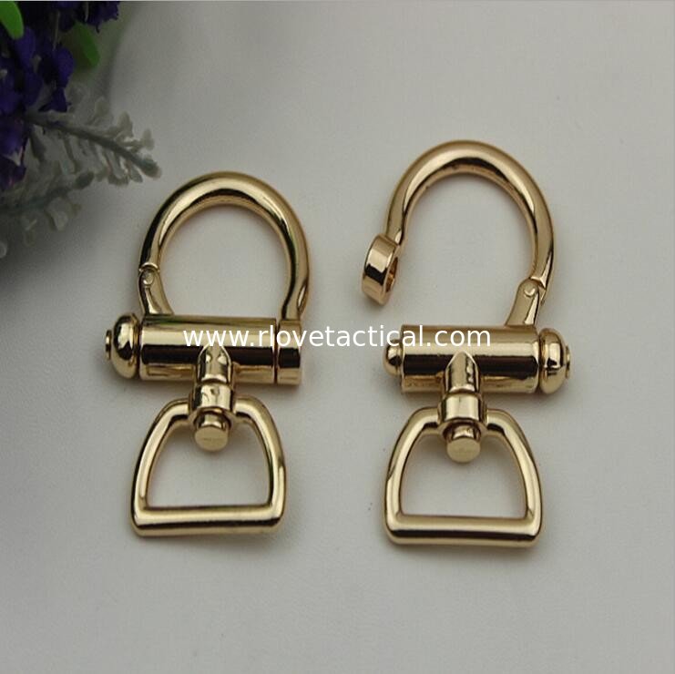 Fashion high quality zinc alloy light gold 25 mm metal spring snap hook for lanyard