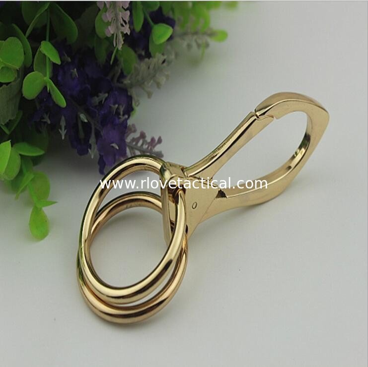 Custom special design handbag hardware zinc alloy 40 mm spring round gold snap hooks