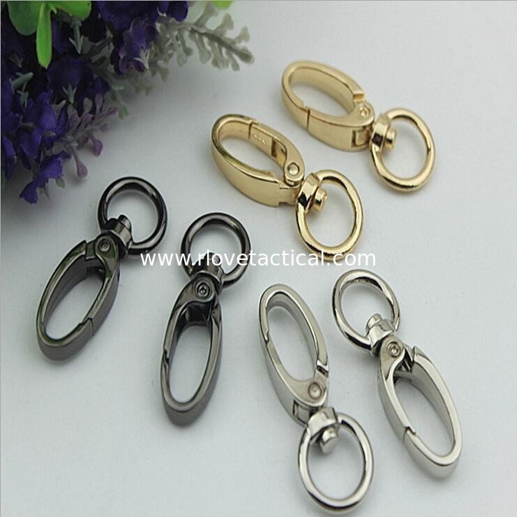 High quality custom nickel color 15 mm round shape eye bolt snap hooks for sling bags