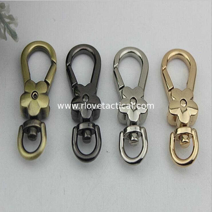 Fashion wild style 4 color cute flower zinc alloy metal snap hook with hole 10 mm