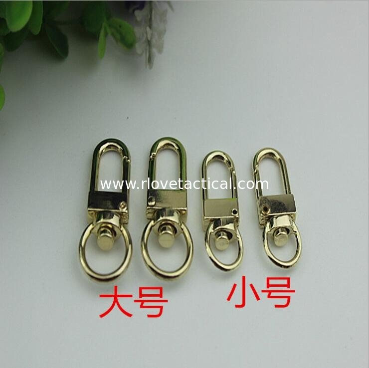 Good quality lacquer coating zinc alloy 10 mm & 13 mm round shape gold snap hook metal for purse