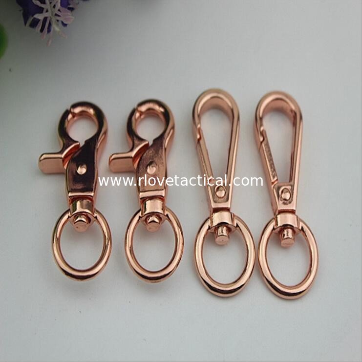 Leather handbag hardware rose gold swivel hook snap 14 mm & 13 mm round shape trigger snap hook