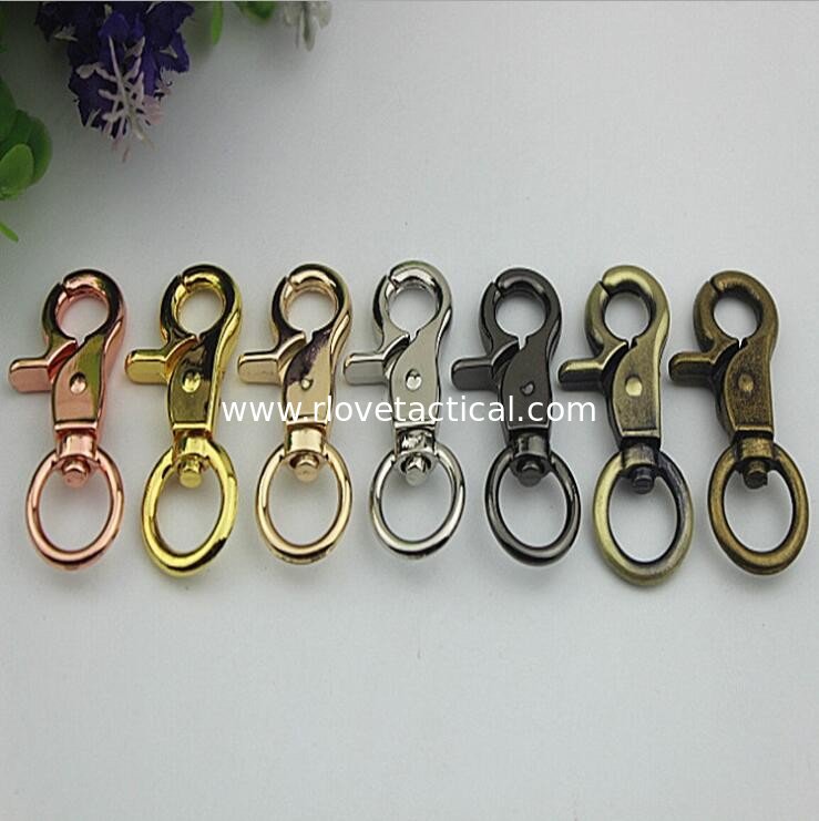 OEM/ODM zinc alloy 13 mm round eye bolt metal dog leash lobster claw swivel snap hook rose for bag accessories