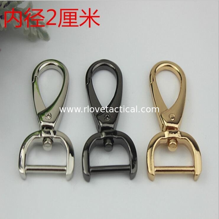 Durable nickel free 3 color zinc alloy metal 20 mm eye bolt d ring snap hook for handbag