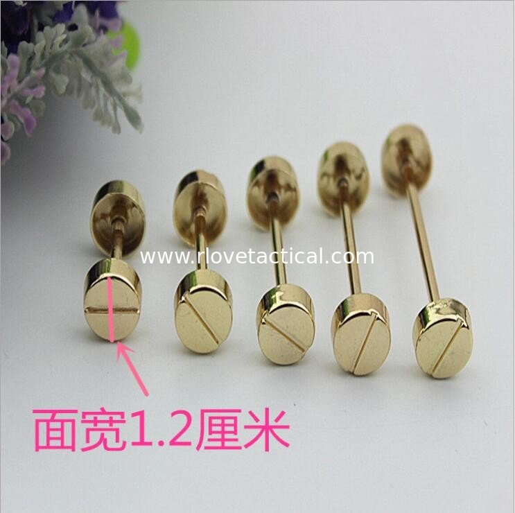 Bag whee buckle hardware accessories one word shape round 12 mm width light gold metal rivets studs for leather straps