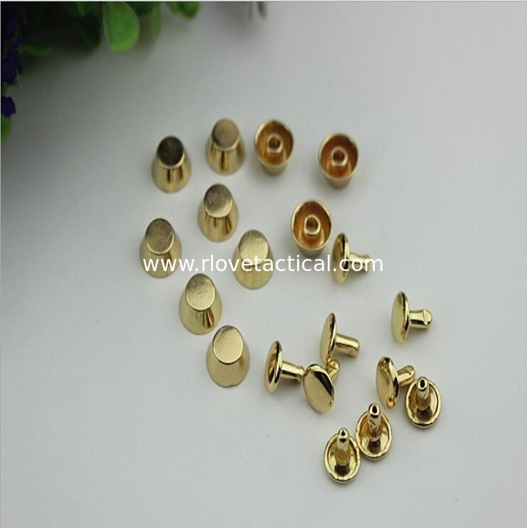 Fashion accessory plain gold color 8 mm round metal decorative rivets for handbags